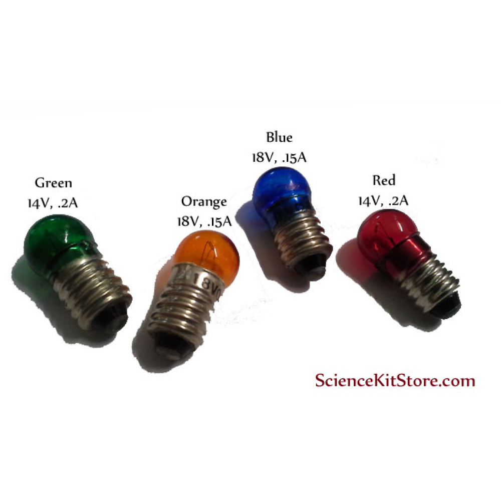 Colored Light Bulbs, E10, 6V - 18V DC (Pack of 10)