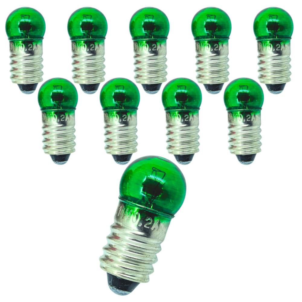 Colored Light Bulbs, E10, 6V - 18V DC (Pack of 10)